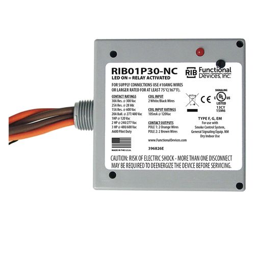 RIB01P30-NC - Functional Devices RIB01P30-NC - Enclosed Power Relay 30A ...