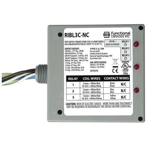 RIBL3C-NC - Functional Devices RIBL3C-NC - Enclosed Pilot Relay, 10A 3 ...