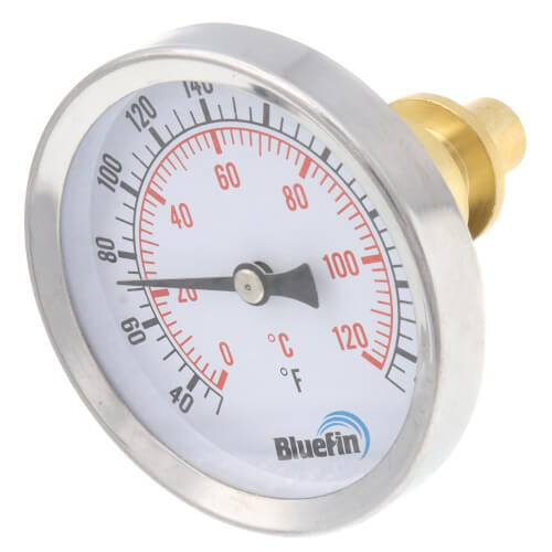 GTH25-75C - Bluefin GTH25-75C - 2.5" Hot Water Thermometer w/ 3/4 ...