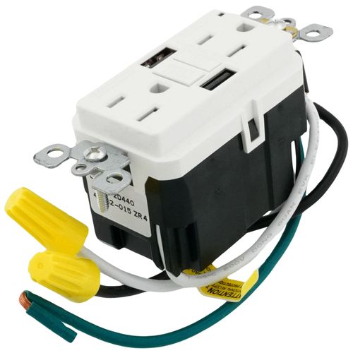 GUSB1-W - Leviton GUSB1-W - 15A SmartLockPro Self-Test GFCI Combination ...