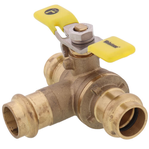 H-80642W - Webstone H-80642W - 1/2" Press 3-Way DZR Brass Ball Valve w ...