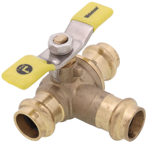 H-80642W - Webstone H-80642W - 1/2" Press 3-Way DZR Brass Ball Valve w ...