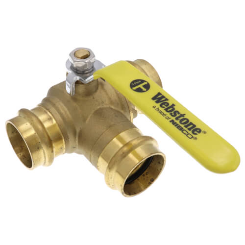 H-80746W - Webstone H-80746W - 1-1/2" Press 3-Way DZR Brass T-Flow Ball ...