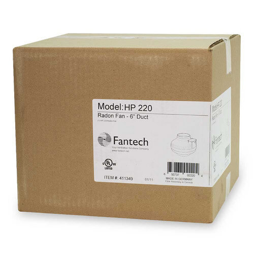 HP220 - Fantech HP220 - HP Series Inline Radon Fan, 6" Duct (344 CFM)