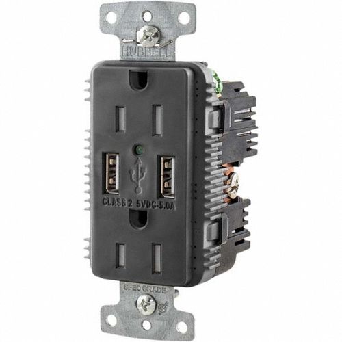 USB15A5BK - Hubbell USB15A5BK - USB Charger Duplex Receptacle, 15A 125V ...