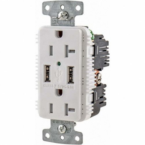 USB20A5W - Hubbell USB20A5W - USB Charger Duplex Receptacle, 20A 125V ...