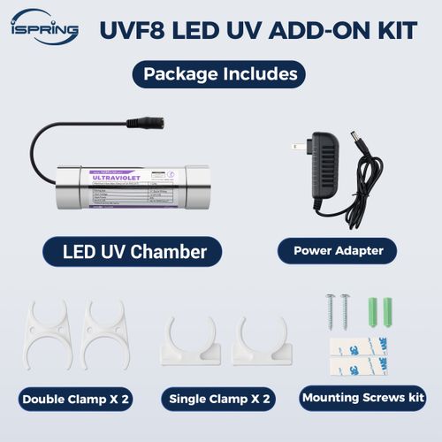 UVF8 - iSpring UVF8 - UVF8 LED UV Water Filter w/ Add On Kit for Under ...
