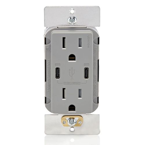 T5636-G - Leviton T5636-G - Decora Tamper-Resistant Combination Duplex ...