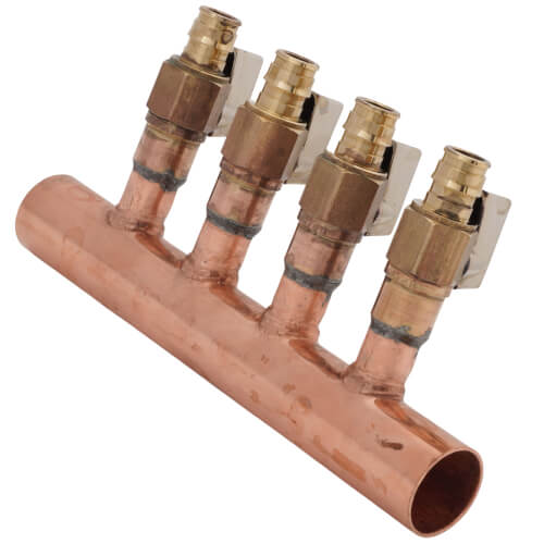 LF2500400 - Uponor (Wirsbo) LF2500400 - 1" Copper Manifold w/ 1/2 ...