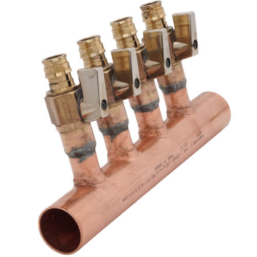 LF2500400 - Uponor (Wirsbo) LF2500400 - 1" Copper Manifold w/ 1/2 ...