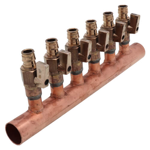 LF2500600 - Uponor (Wirsbo) LF2500600 - 1" Copper Manifold w/ LF Brass ...