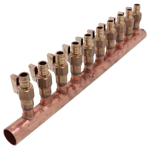 LF2501000 - Uponor (Wirsbo) LF2501000 - 1" Copper Manifold w/ LF Brass ...