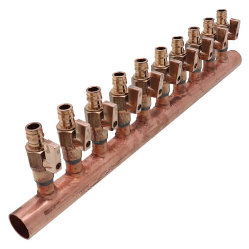 LF2501000 - Uponor (Wirsbo) LF2501000 - 1" Copper Manifold w/ LF Brass ...