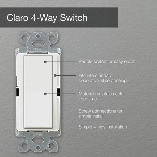 CA-4PS-BL - Lutron CA-4PS-BL - Claro 4-way Rocker Switch 15a (Black)
