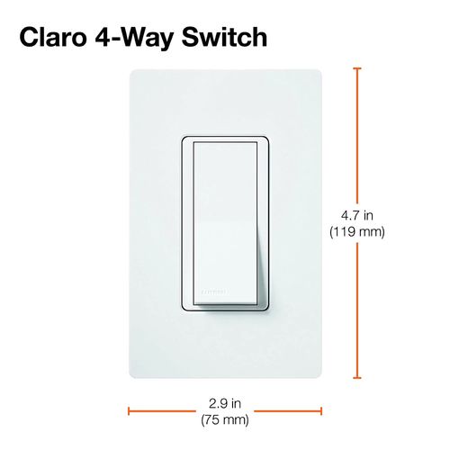 CA-4PS-IV - Lutron CA-4PS-IV - Claro 4-way Rocker Switch 15a (Ivory)