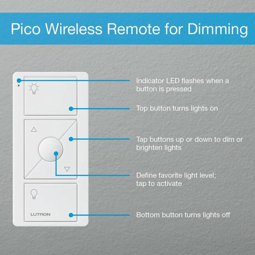 PJ2-3BRL-GIV-L01 - Lutron PJ2-3BRL-GIV-L01 - Pico 3-Button Raise/Lower Battery-Operated Wireless ...