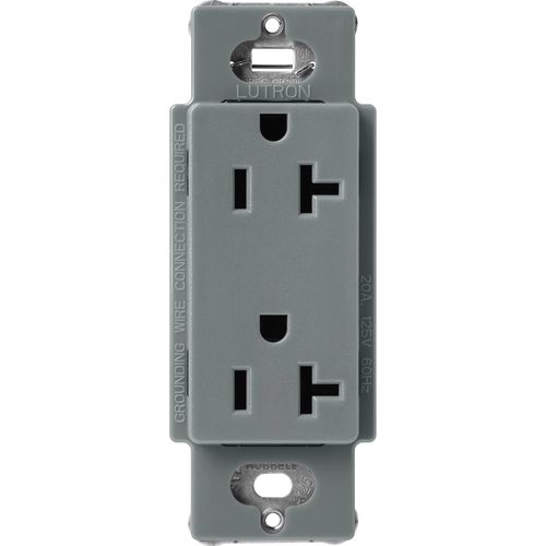 SCR-20-SL - Lutron SCR-20-SL - Claro 20A Duplex Receptacle, Satin (Slate)