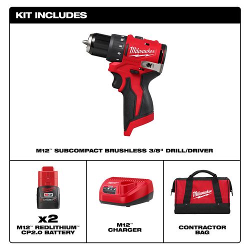 3401-22 - Milwaukee 3401-22 - M12 Subcompact Brushless 3/8" Drill ...