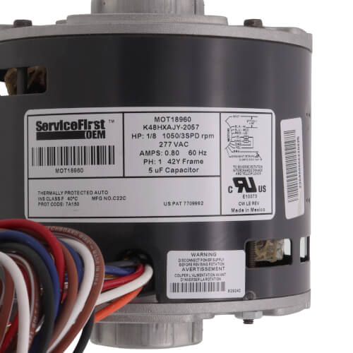 MOT18960 - Trane MOT18960 - 1/8 HP, 277v, 1050 RPM, 3-Speed, 42 Frame ...