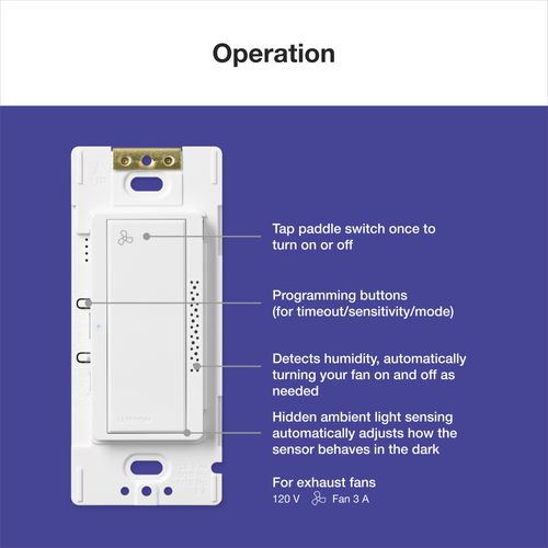 MS-HS3-WH - Lutron MS-HS3-WH - Humidity Sensor Switch for Bathroom ...