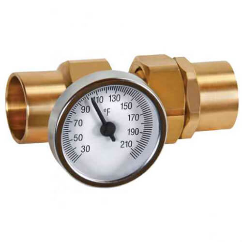 NA10295 - Caleffi NA10295 - 3/4" Sweat Union Fitting w/ Temp Gauge