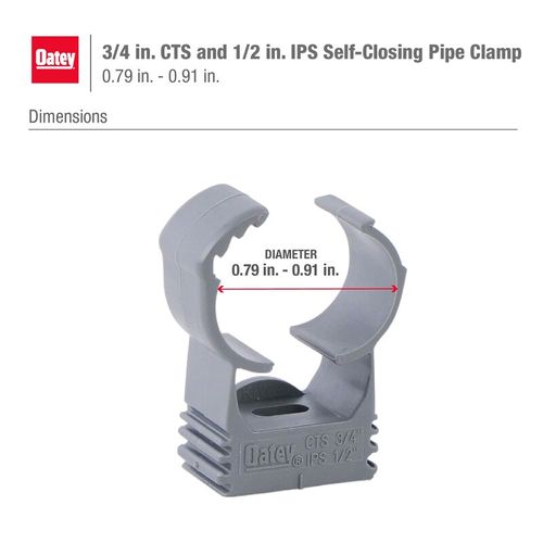 34339 - Oatey 34339 - 3/4" CTS or 1/2" IPS Self-Closing Pipe Clamp