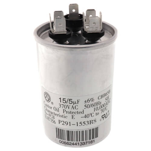 P291-1553RS - Carrier P291-1553RS - 370V Dual Round Run Capacitor, 15/5 ...