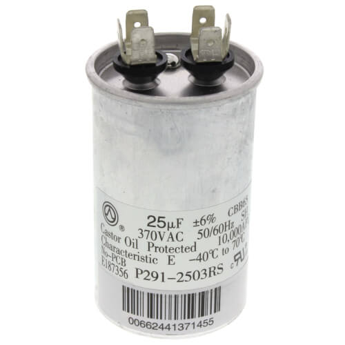 P291-2503RS - Carrier P291-2503RS - Run Capacitor Round 370V, Single 25MFD