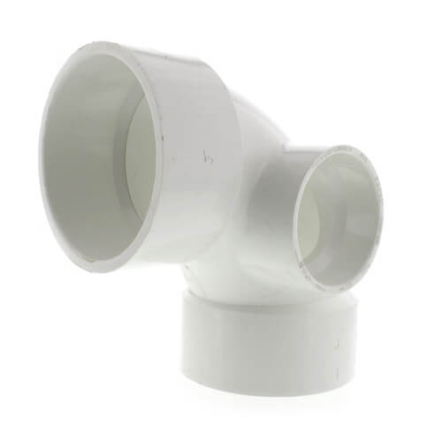 P300S-338 - P300S-338 - 3" PVC DWV 90° Elbow (w/ 2" Side Inlet)