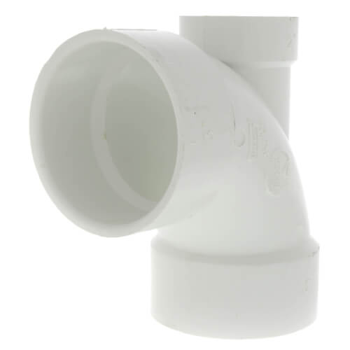 P303-338 - P303-338 - 3" x 3" x 2" PVC DWV 90° Elbow (w/ 2" Low Heel Inlet)