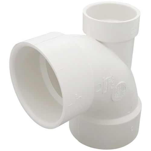 P303-338 - P303-338 - 3" x 3" x 2" PVC DWV 90° Elbow (w/ 2" Low Heel Inlet)