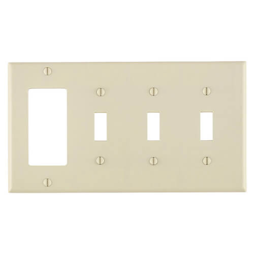 P326-T - Leviton P326-T - 4-Gang Electrical Wall Plate, Combo, 3 Toggle ...