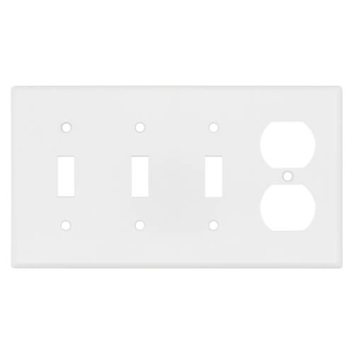 P38-W - Leviton P38-W - 4-Gang Electrical Wall Plate, Combo, 3 Toggle ...