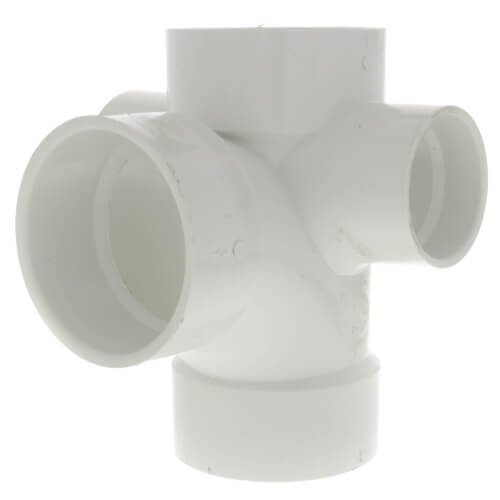 P418-338 - P418-338 - 3" PVC DWV Sanitary Tee w/ 2" R and L Side Inlets