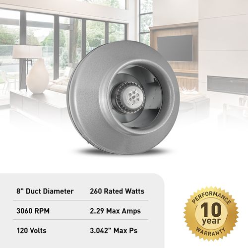 VTX800 - Atmosphere VTX800 - Vortex Powerfan 8" Inline Duct Fan (268 to ...