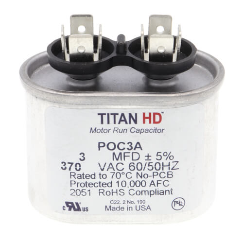 POC3A - Titan HD POC3A - 3 MFD Oval Motor Run Capacitor (370V)