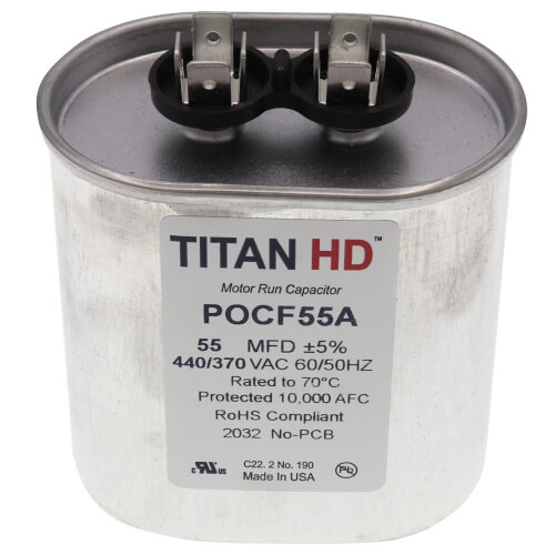POCF55A - Titan HD POCF55A - 55 MFD Oval Motor Run Capacitor (440/370V)