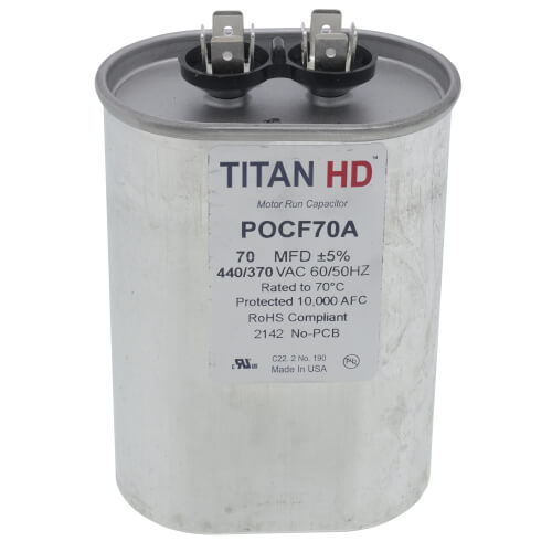 POCF70A - Titan HD POCF70A - 70 MFD Oval Motor Run Capacitor (440/370V)