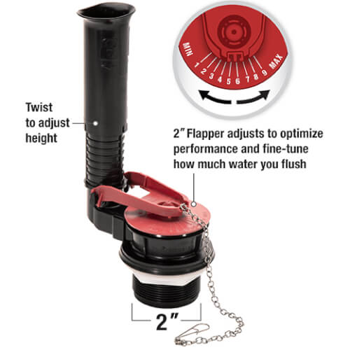 PRO57A-013-P10 - Fluidmaster PRO57A-013-P10 - 2" Adjustable Flush Valve with Flapper