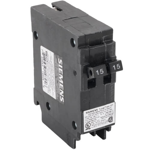 Q1515 - Siemens Q1515 - QT 2 Single-Pole 10k AIC Interrupting Dual Circuit Breaker (120V, 15/15A)