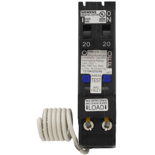 Q2020AFC - Siemens Q2020AFC - 1-Pole Tandem (CAFCI) Circuit Breaker ...