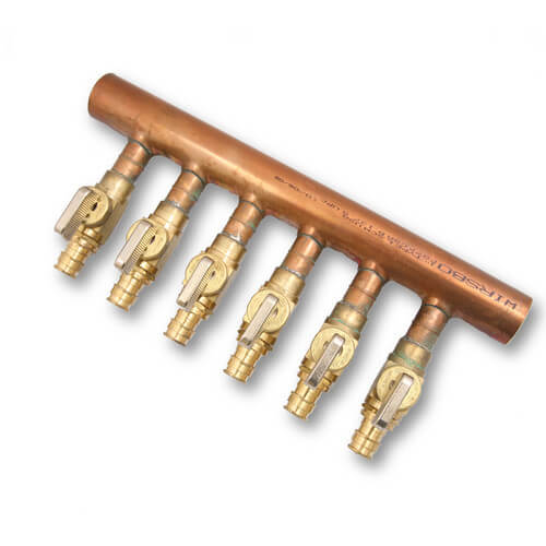 Q2500600 - Uponor (Wirsbo) Q2500600 - 1" Copper Manifold with 1/2 ...
