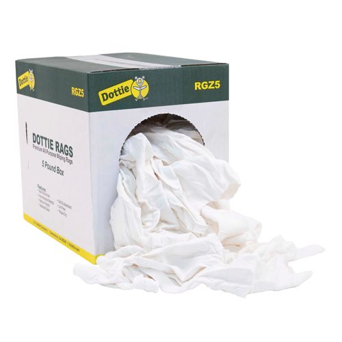 RGZ5 - LH Dottie RGZ5 - 5 lb Box Ne Knit Rags (White)