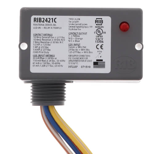 RIB2421C - Functional Devices RIB2421C - Enclosed Pilot Relay, 10 Amp ...