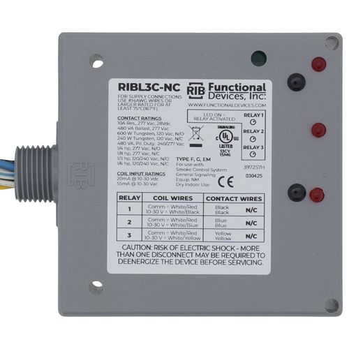 RIBL3C-NC - Functional Devices RIBL3C-NC - Enclosed Pilot Relay, 10A 3 ...
