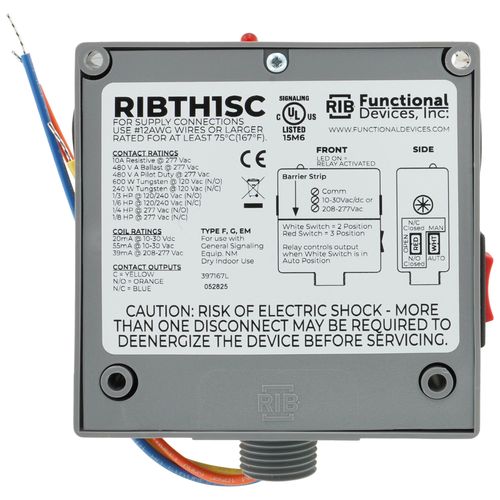 RIBTH1SC - Functional Devices RIBTH1SC - Enclosed Pilot Relay, 10A SPDT ...