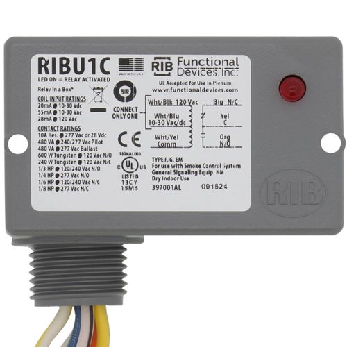 RIBU1C-10PACK - Functional Devices RIBU1C-10PACK - Enclosed Pilot Relay ...
