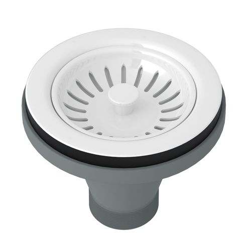 735WH - Rohl 735WH - Manual Basket Strainer Without Remote Pop-Up (White)