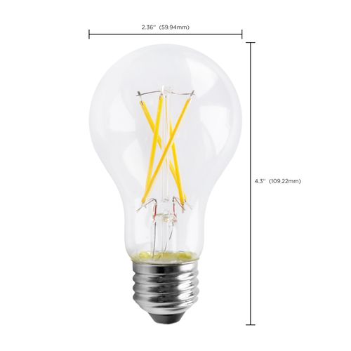 S11355 - Satco S11355 - 8 Watt - A19 LED Bulb - Clear - 3000K - Medium base - 120 Volt (6 Pack)