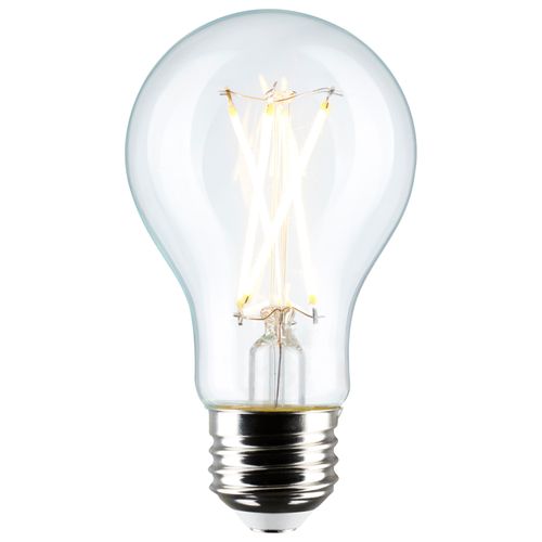 S12464 - Satco S12464 - 8 Watt A19 LED Bulb - Clear - 4000K - Medium Base - 120 Volt (12 Pack)